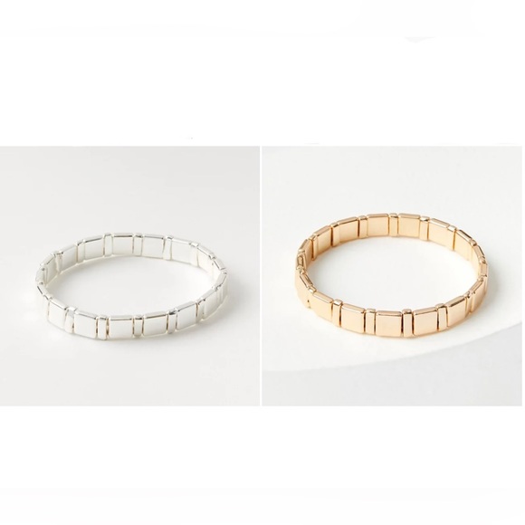 LOFT | Jewelry | Nwt Loft Chicklet Beaded Bracelet In Soft Silver ...